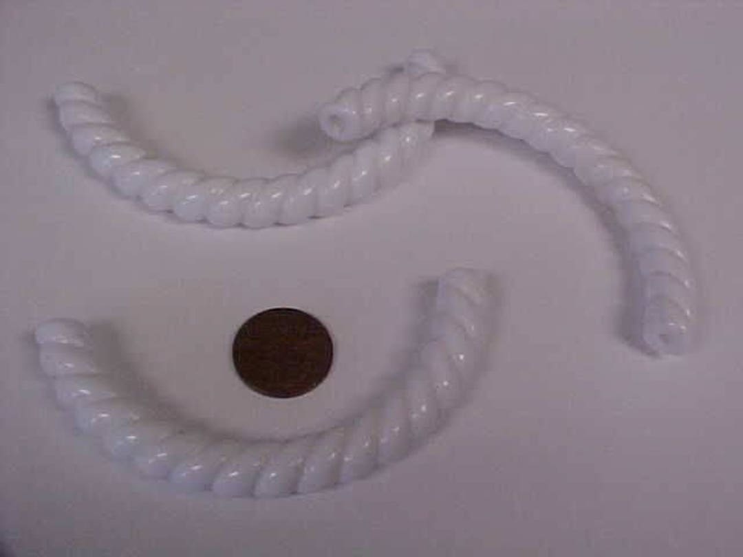 3 Vintage White Acrylic Twisted Crescent 3.25" Semi Drilled Findings ...