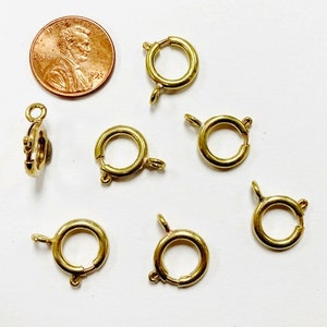 18 Pieces Vintage Brass Round 12mm. Ring With Steel Spring Clasps DIY ...