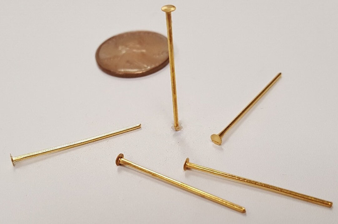 50 Pieces Vintage Brass .75mm. Gauge Head Pin 1 Long - Etsy