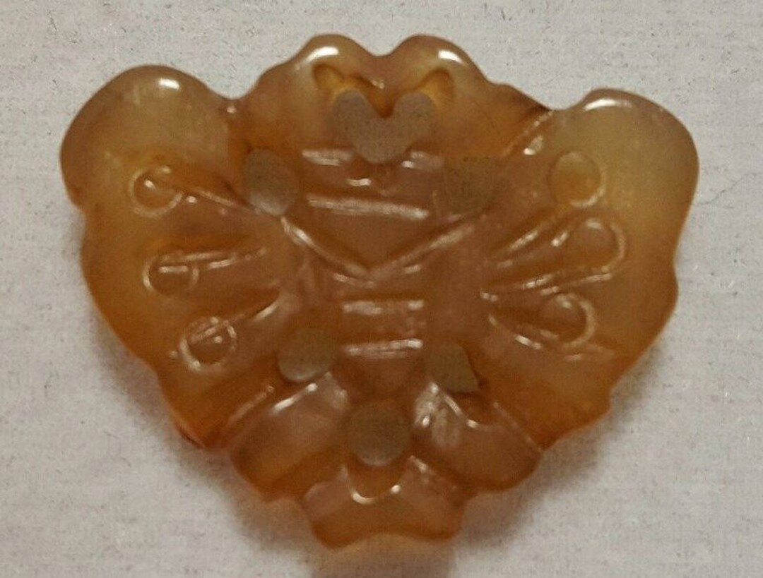 Genuine Light Brown Jadeite Chinese Jade 23mm. Carved Butterfly Pendant ...