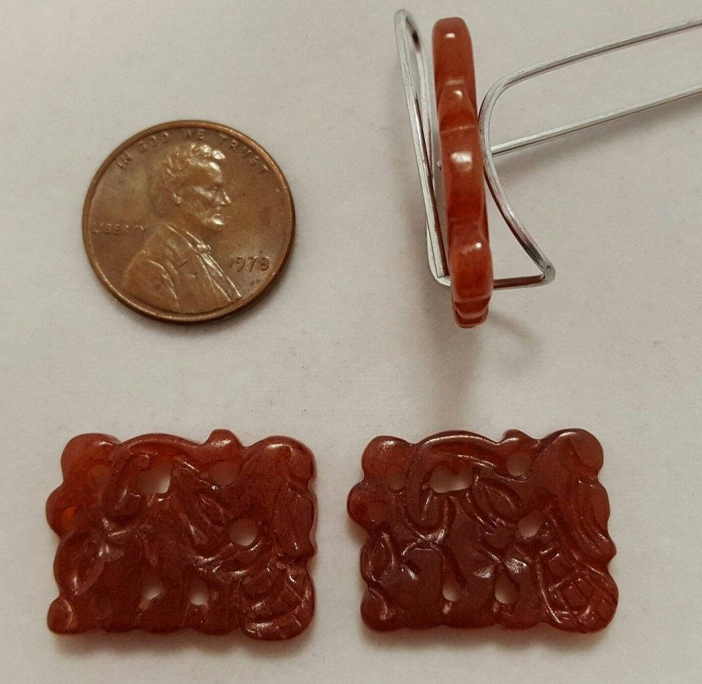 Vintage Genuine Dark Red Jadeite Chinese Jade 23mm Floral | Etsy