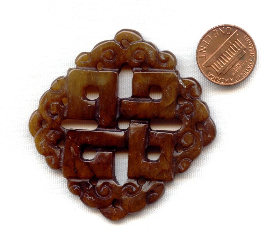 Vintage Genuine Brown Jadeite Chinese Jade 59mm. Hand Carved | Etsy