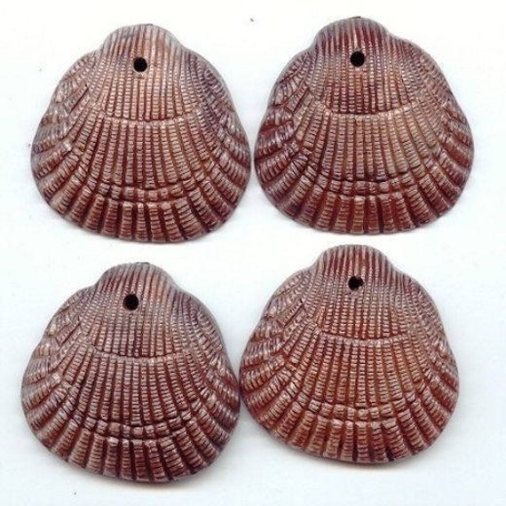 6 Vintage Brown Matte Large Clam Shell Acrylic 36x34mm. - Etsy