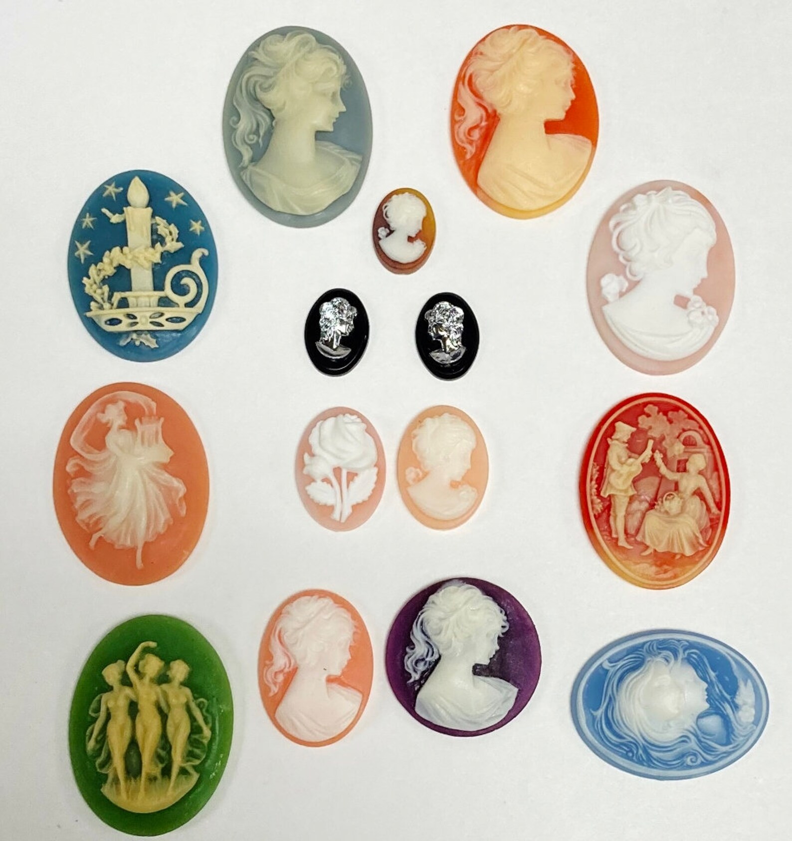 15 Vintage Cameos Assorted Resin Acrylic Cameo Lot DIY - Etsy