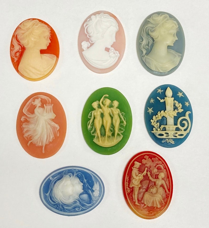 15 Vintage Cameos Assorted Resin Acrylic Cameo Lot DIY - Etsy