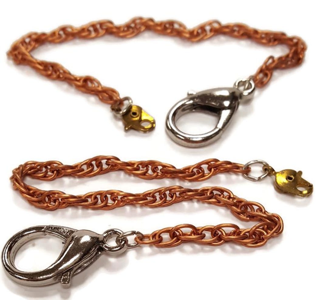 2 Vintage Dual Clasp & Claw Copper Coated Steel 7.5" Rope Chain ...