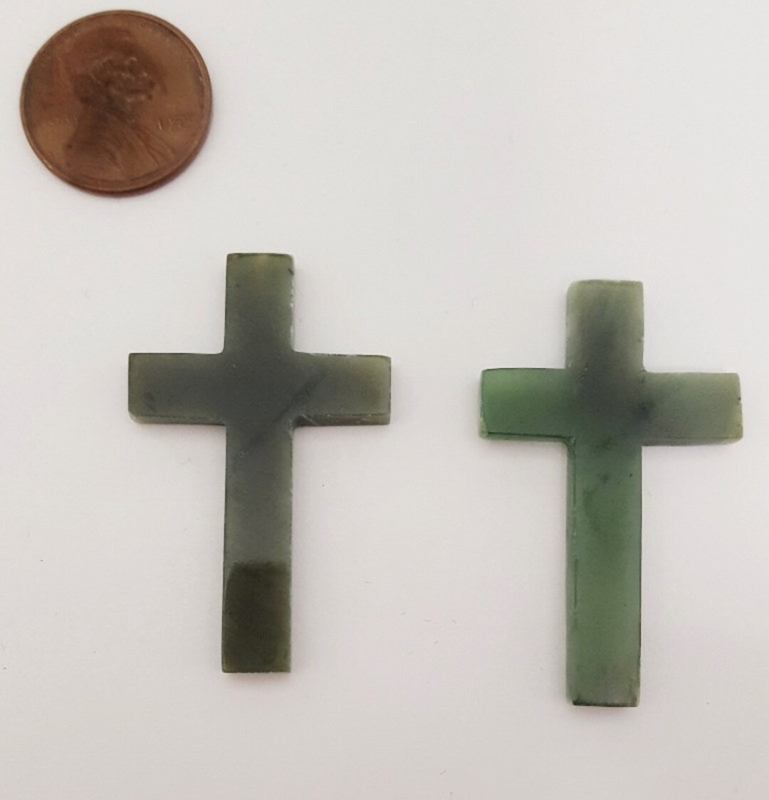 Vintage Genuine Nephrite Jade Cross 40mm. Hand Carved 1/2 Drilled ...