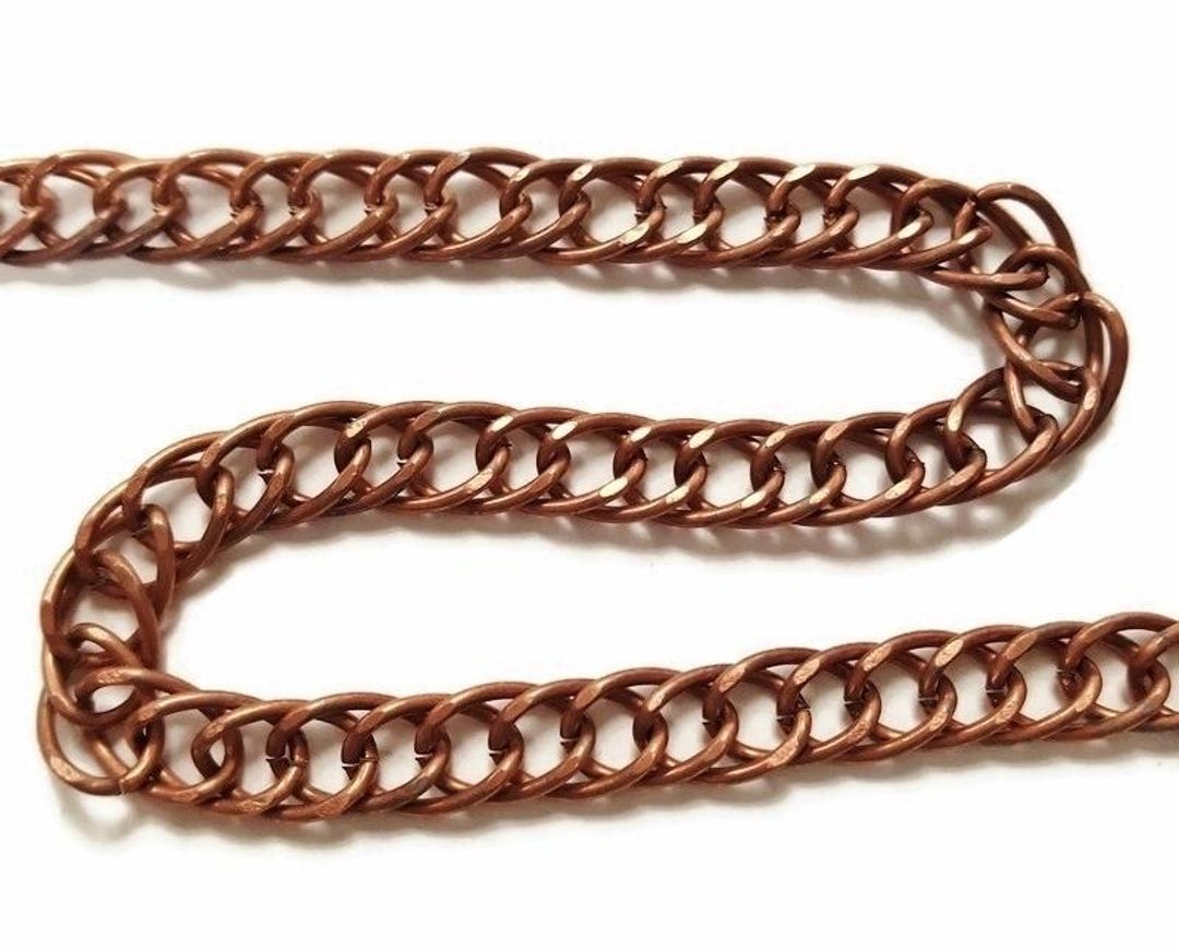 3 Feet Vintage Aged Copper Coated Steel Open Link Filed Double Curb 6 ...