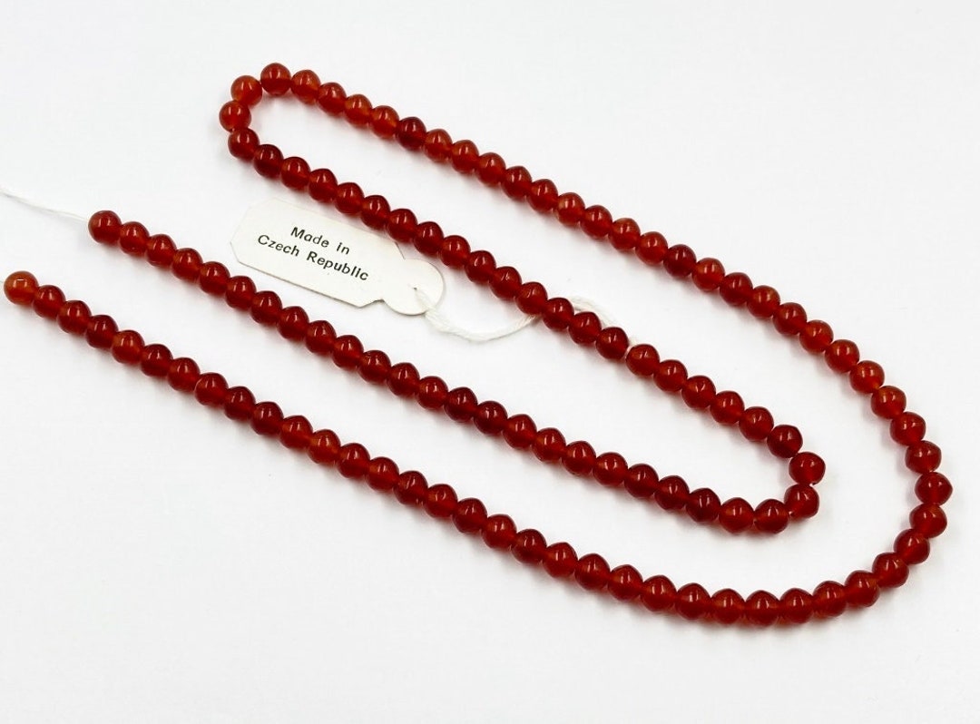 100 Vintage Jablonex Czech Glass Carnelian 6mm. Round Non-spherical ...