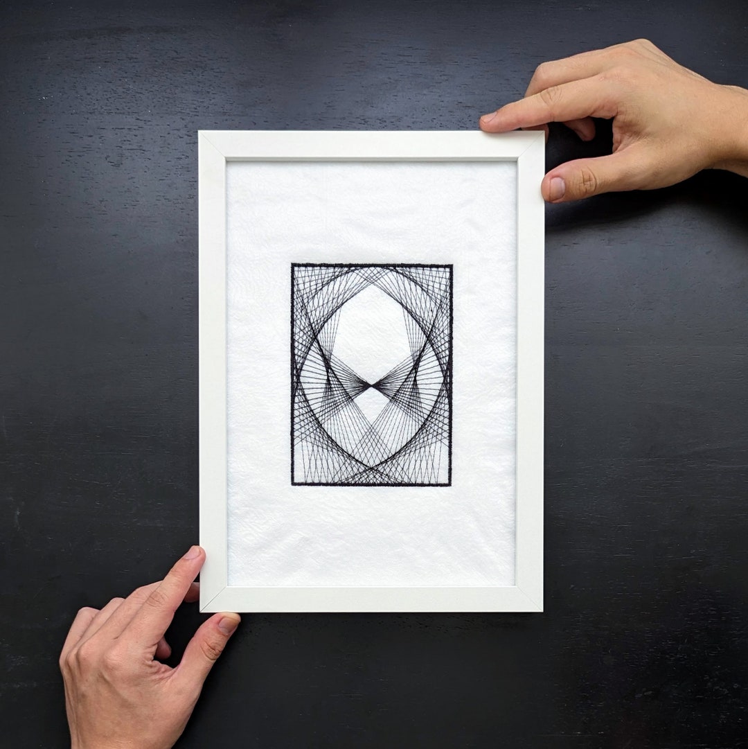 Generative Line #2 Graphic Wall Decor, Black Machine Embroidery on ...