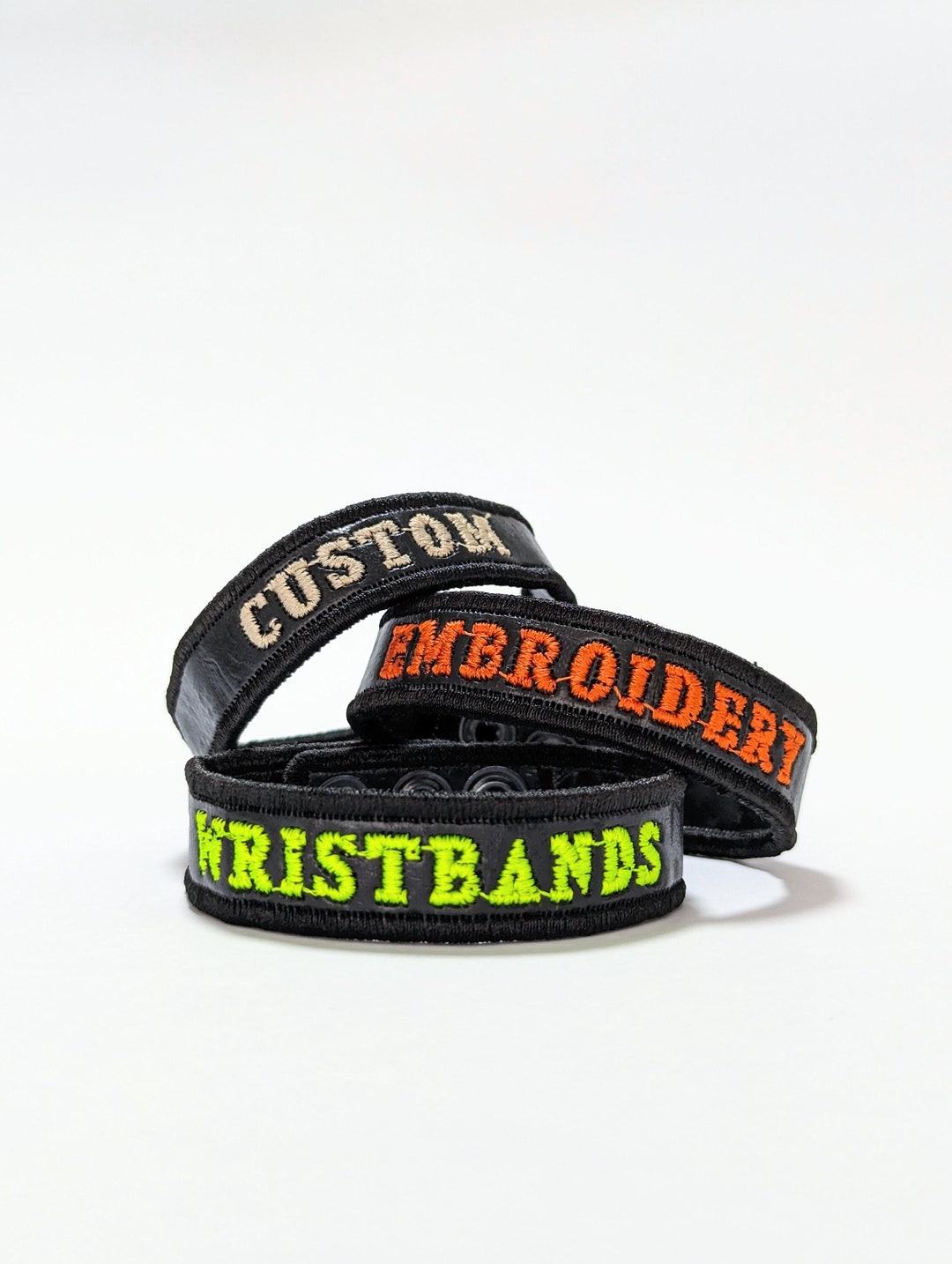 Personalized Embroidery Strap Bracelet, Black Fused Plastic Designer ...