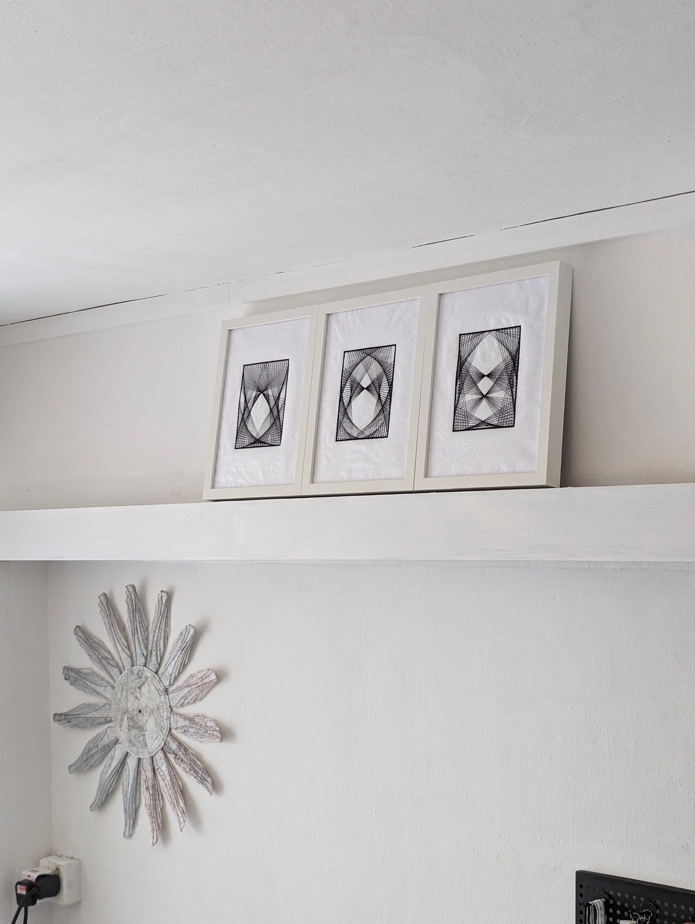 Generative Line #1 Graphic Wall Decor, Black Machine Embroidery on ...