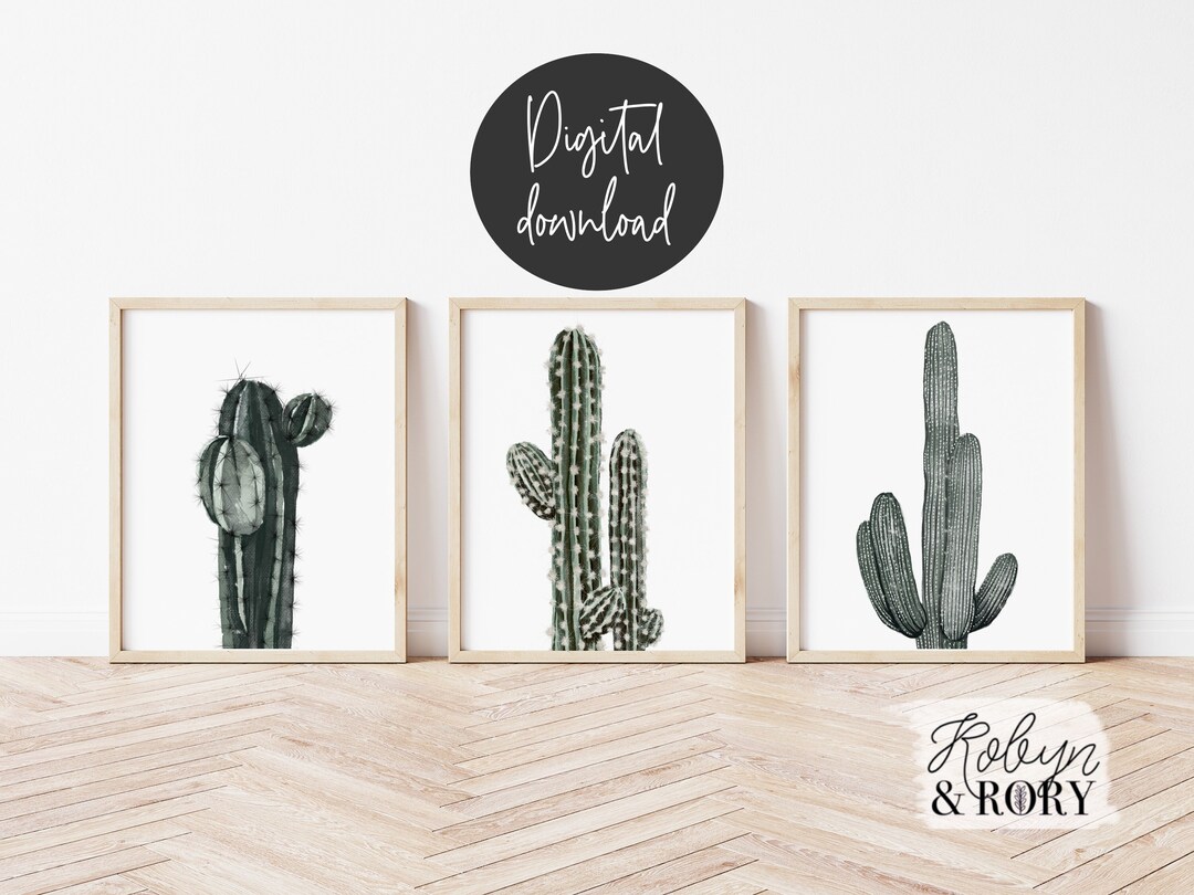 Three Set Cactus Prints / Instant Download / Print at Home / - Etsy