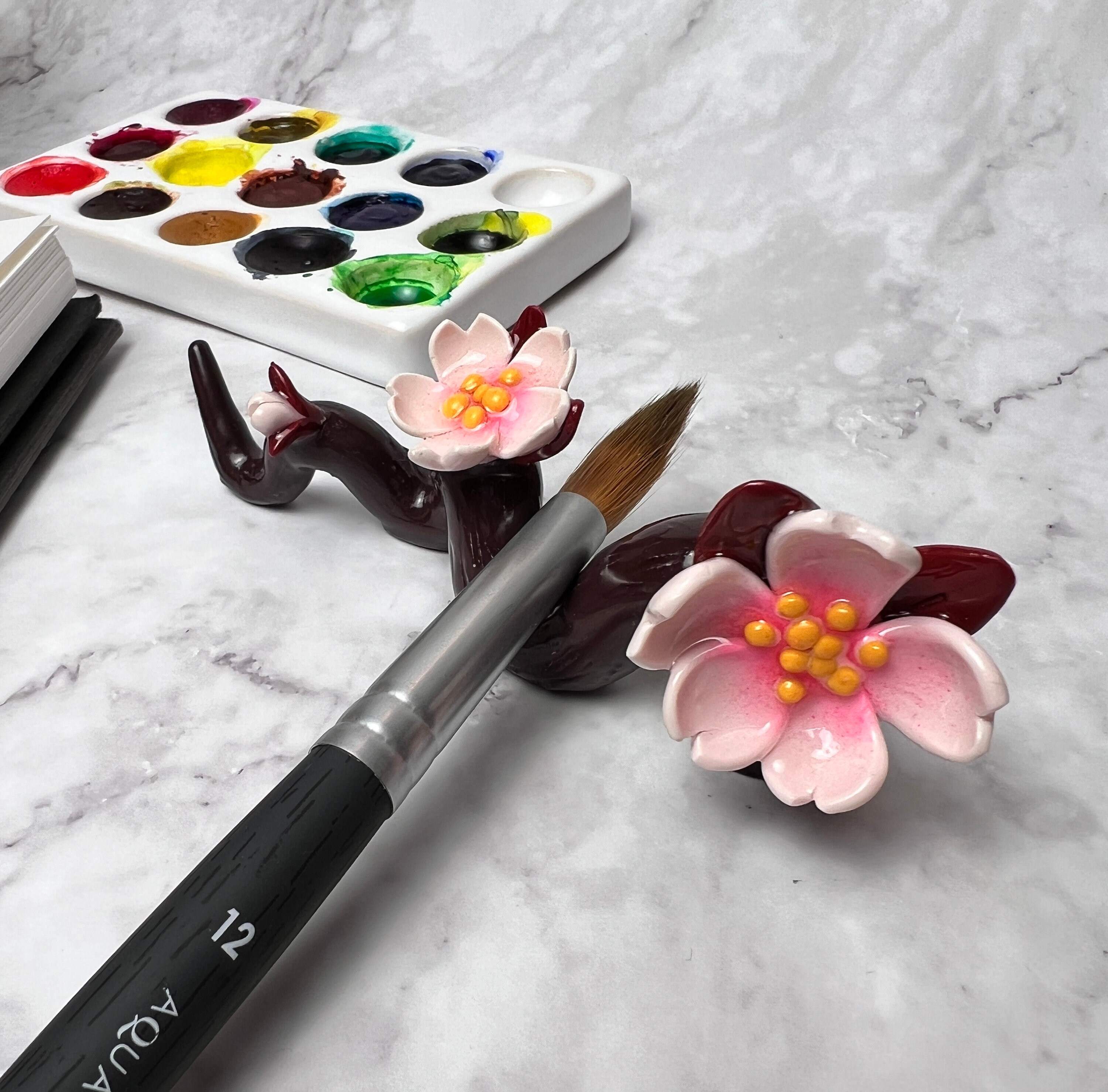 Cherry Blossom Brush Rest Clay Brush Rest Handmade Brush Rest ...