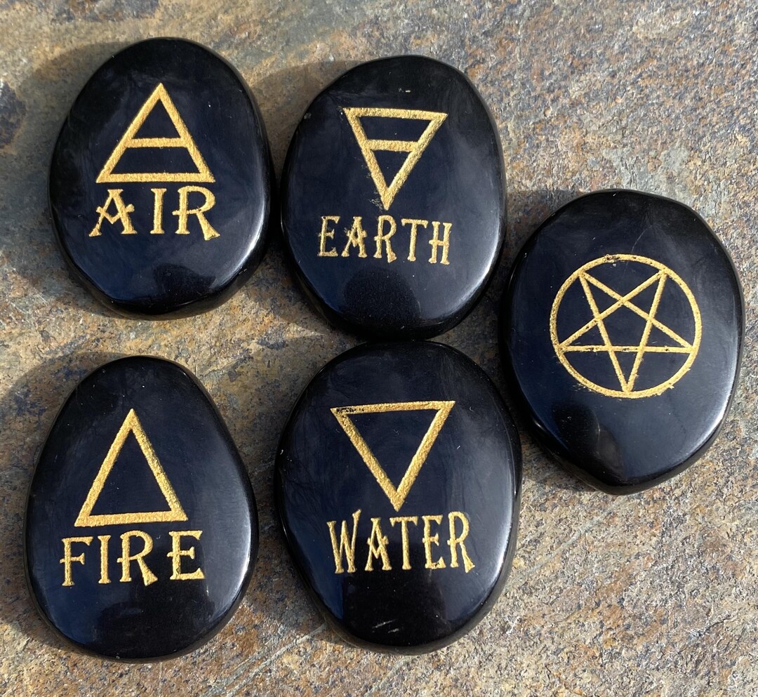 Elemental Set Black Obsidian 5 Pieces Pocket Stones 30109ET - Etsy