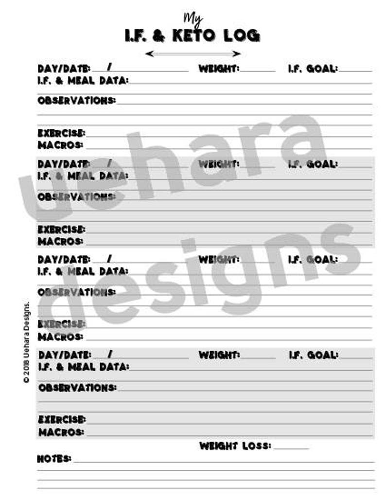 Keto and Intermittent Fasting Log - Etsy