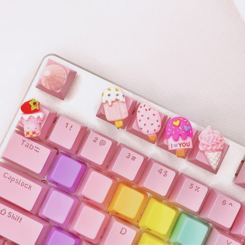 Pastel Pink Kawaii Cake Cupcake Candy Sweets Resin Keycaps - Etsy