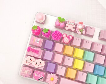 Pastel Pink Kawaii Cake Cupcake Candy Sweets Resin Keycaps | Etsy