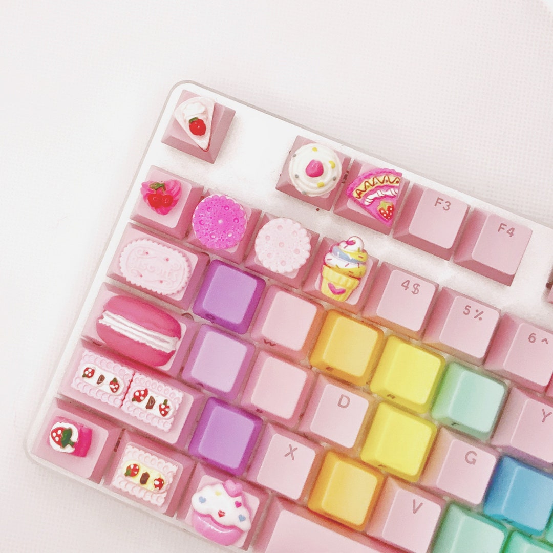 Pastel Pink Kawaii Cake Cupcake Candy Sweets Resin Keycaps - Etsy