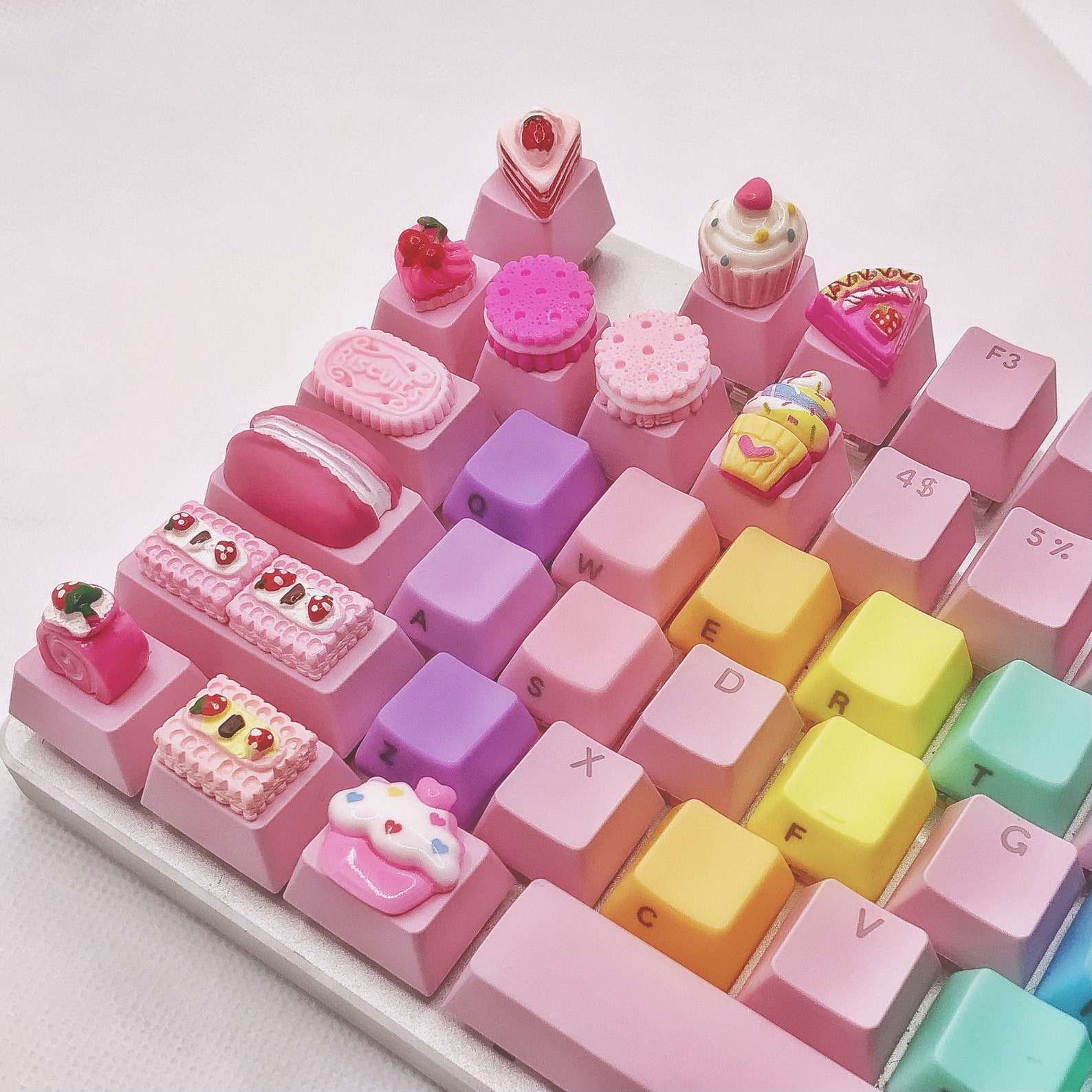 Pastel Pink Kawaii Cake Cupcake Candy Sweets Resin Keycaps - Etsy