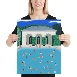 Art Print of Original Painting pool House Party - Etsy