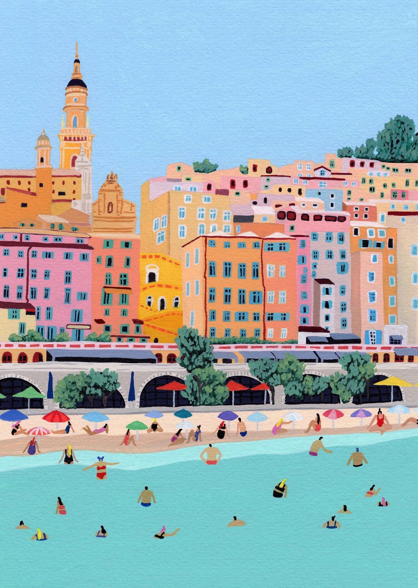 Original Painting of France "menton" - France Original Art - Art Decor ...