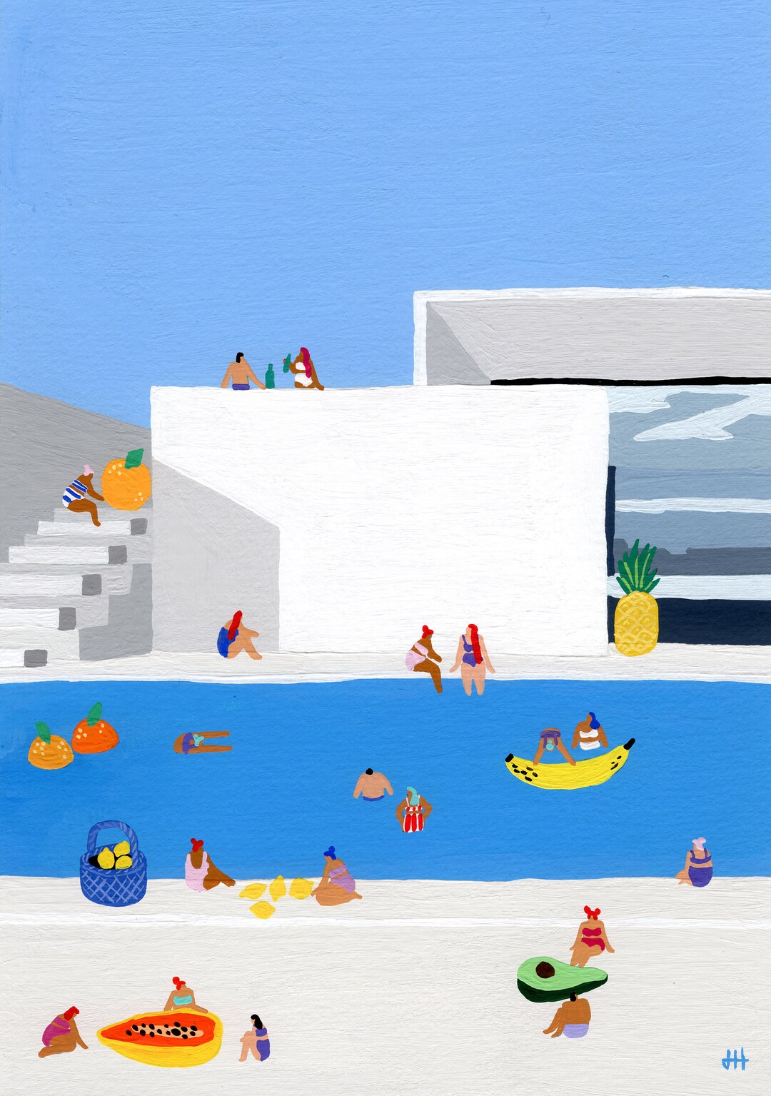 Art Print of Original Gouache Painting "fruity House" by Helo Birdie ...