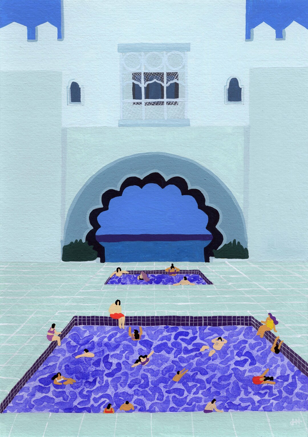 Art Print of Original Gouache Painting scallop Pool - Etsy