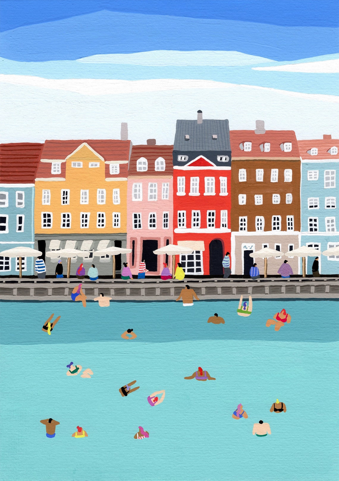 Art Print of Original Painting waterfront by Helo | Etsy