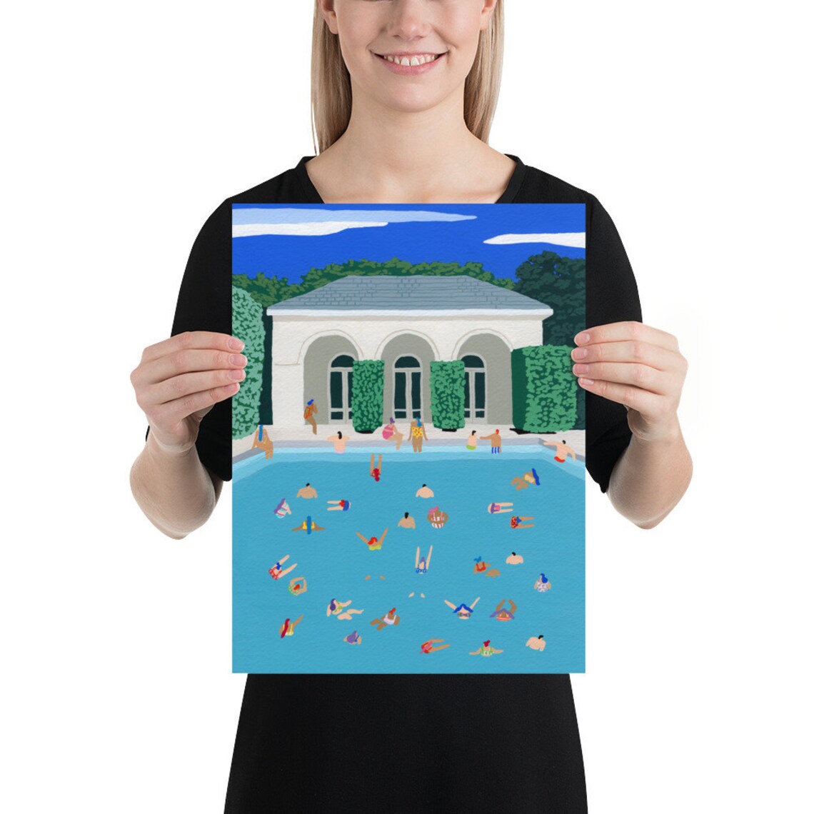 Art Print of Original Painting pool House Party - Etsy