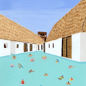 Art Print of Original Painting "mexico Pool" by Helo Birdie - Wall ...