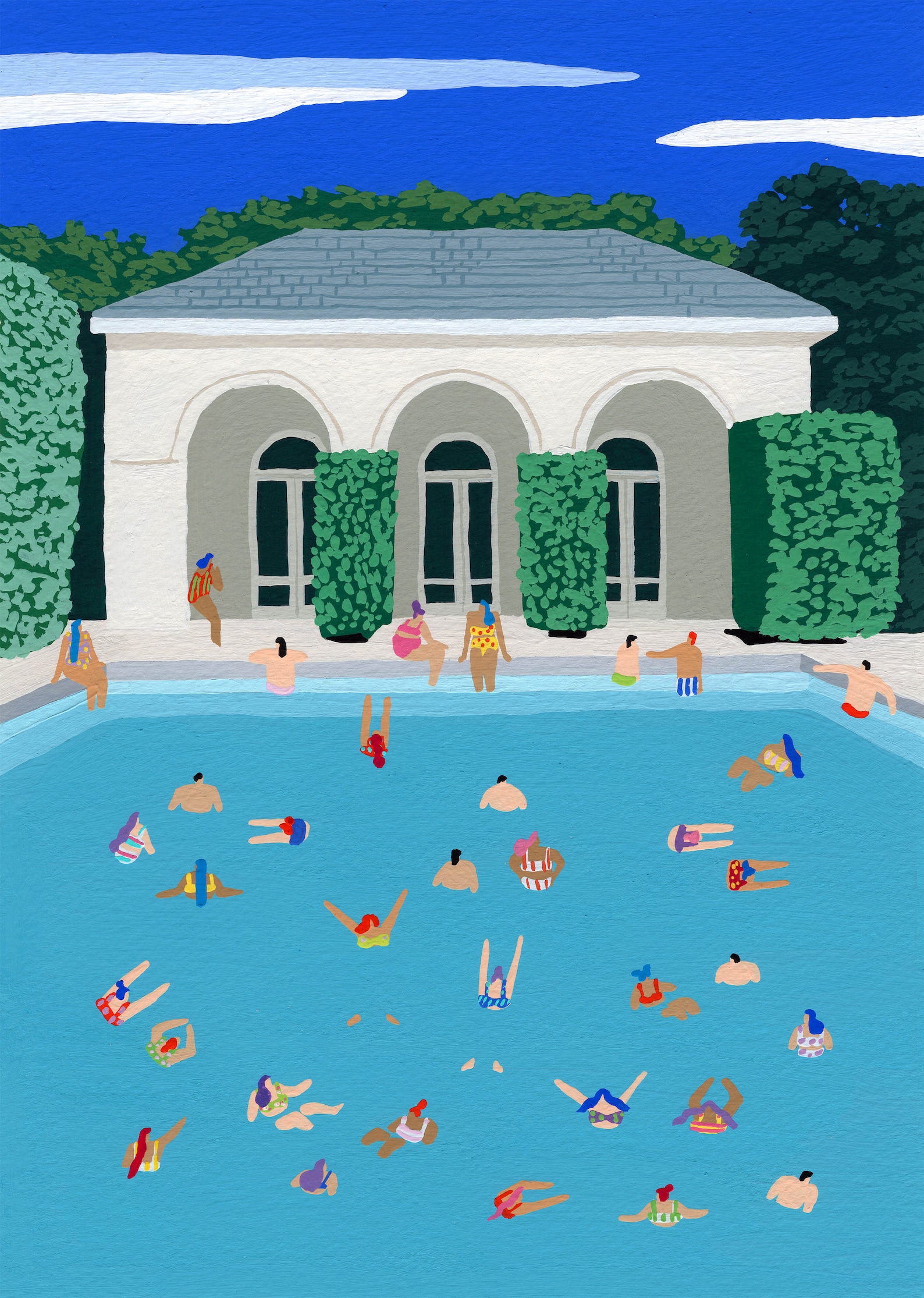 Art Print of Original Painting pool House Party - Etsy