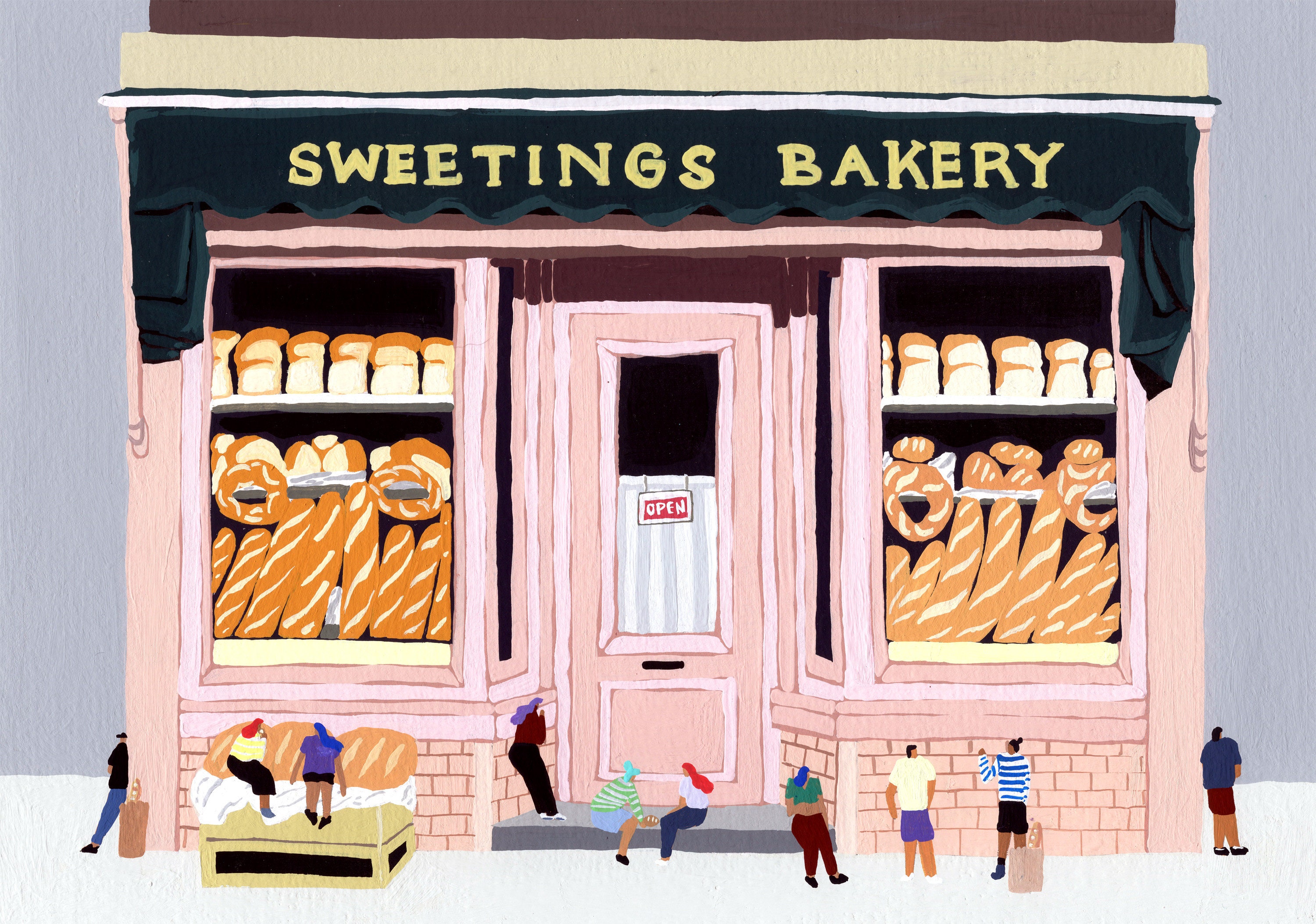 Sweetings Bakery Art Print of Original Painting by Helo | Etsy