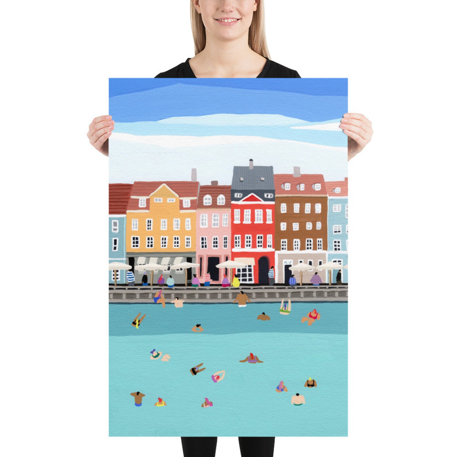Art Print of Original Painting waterfront by Helo | Etsy