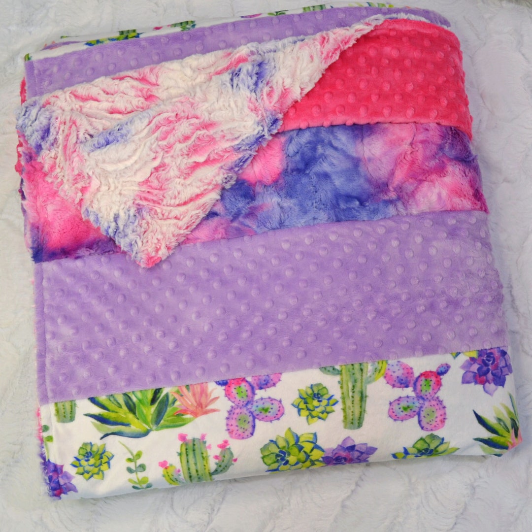 IN STOCK Cactus Minky Strip Blanket, Large Cactus Minky Blanket, Ready ...