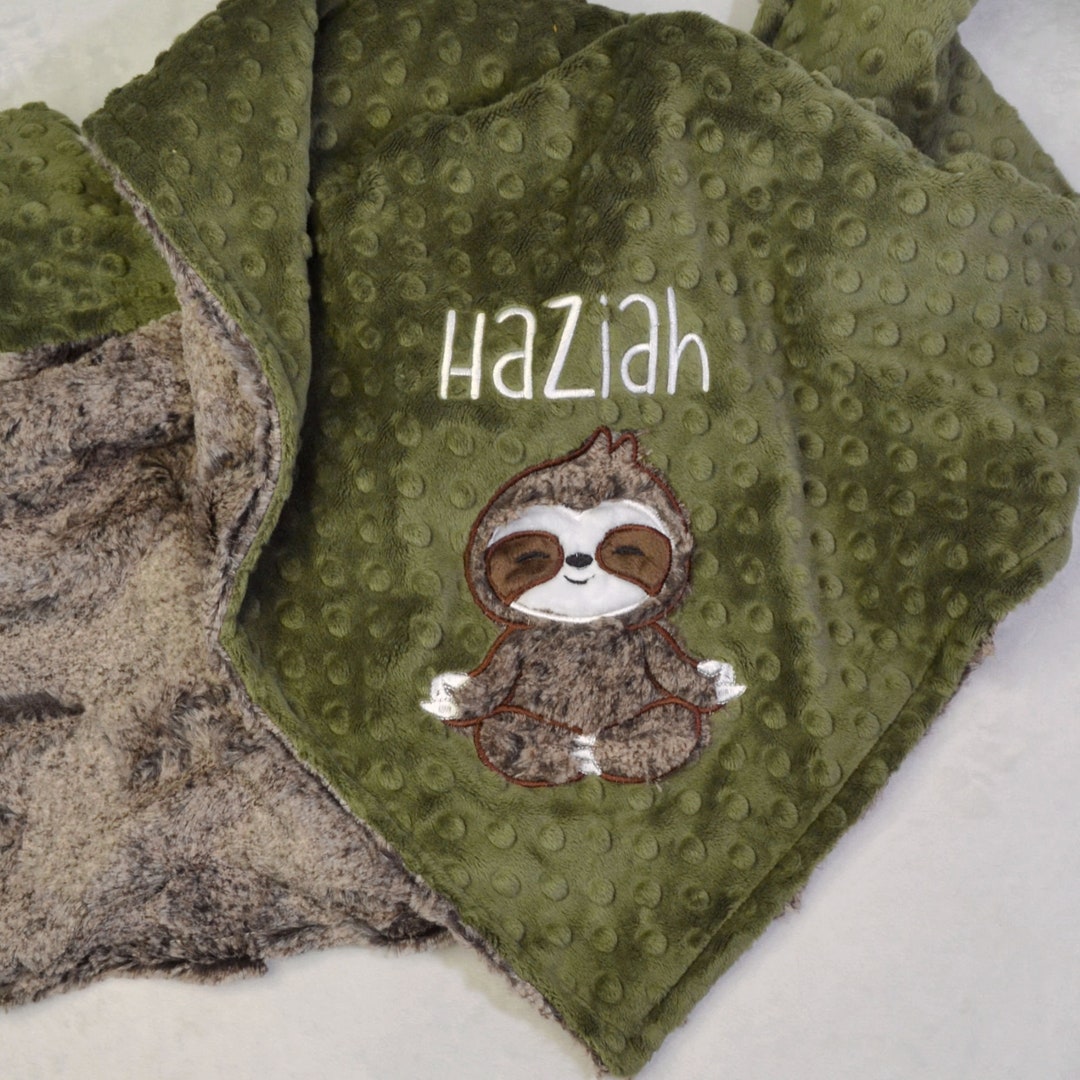 Sloth Baby Blanket, Sloth Baby Shower Gift, Boy Minky Baby Blanket ...