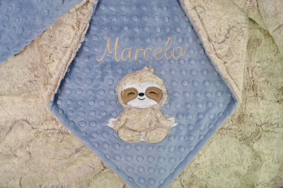 Sloth Baby Blanket, Sloth Baby Shower Gift, Boy Minky Baby Blanket ...