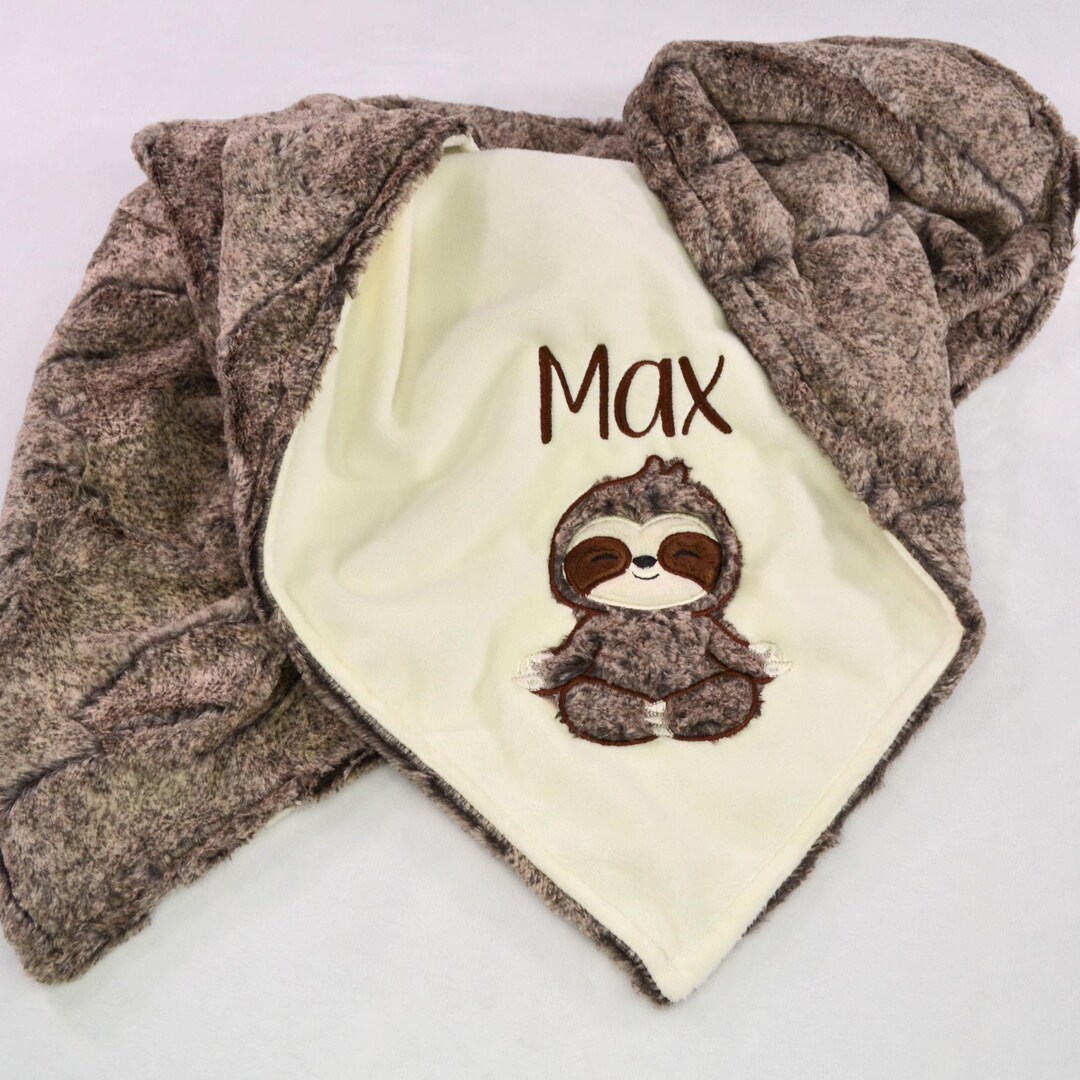 Personalized Sloth Baby Blanket, Sloth Baby Shower Gift, Sloth Crib ...
