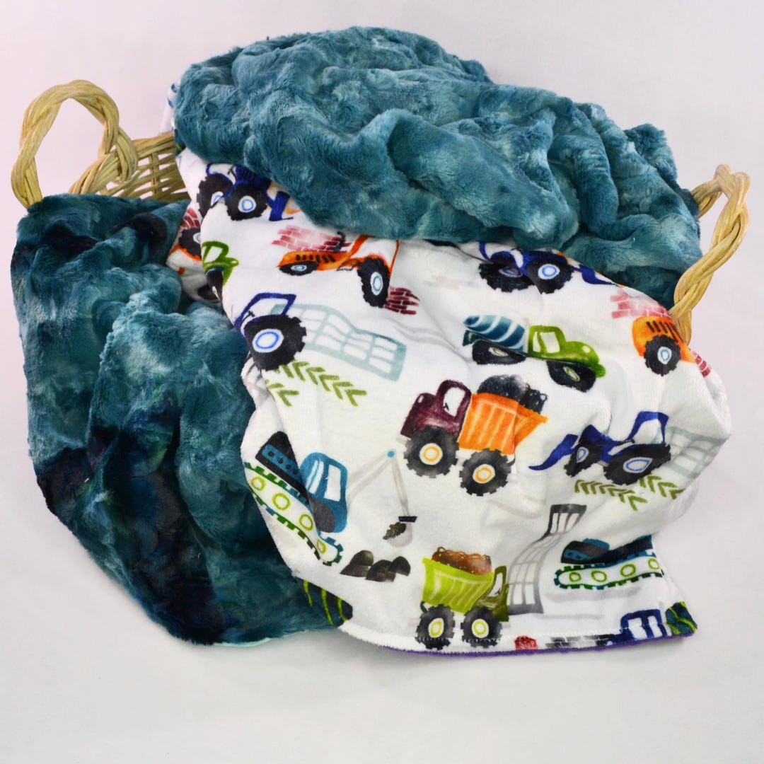 Personalized Truck Minky Baby Blanket, Truck and Tractor Minky Blanket ...