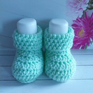 Spring Green Crochet Baby Booties, Gender-neutral Cot Shoes, Newborn ...