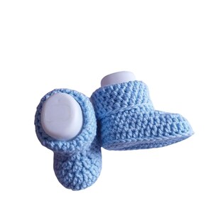 Light Blue Crochet Baby Booties, Gender-neutral Cot Shoes, UK Newborn ...