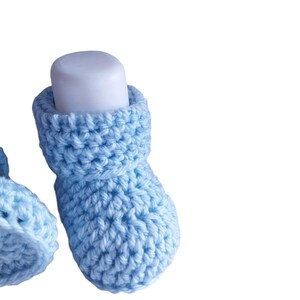 Light Blue Crochet Baby Booties, Gender-neutral Cot Shoes, UK Newborn ...