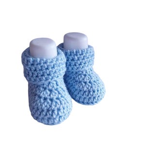 Light Blue Crochet Baby Booties, Gender-neutral Cot Shoes, UK Newborn ...