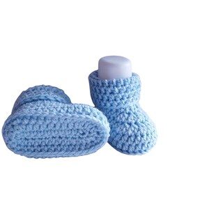 Light Blue Crochet Baby Booties, Gender-neutral Cot Shoes, UK Newborn ...