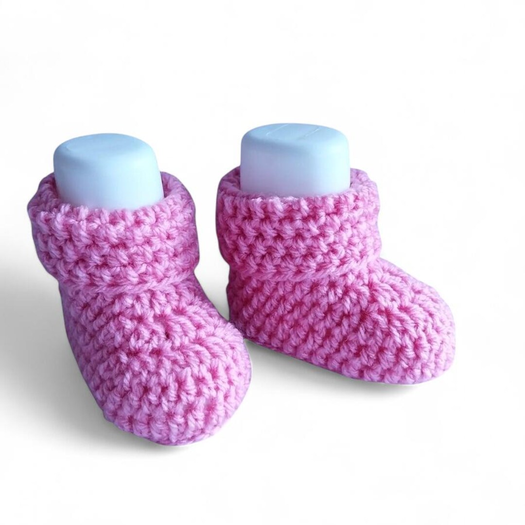 Handmade Crocheted Baby Booties – Fondant Pink, 0-3 Months, Baby Girl ...