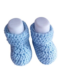 Light Blue Crochet Baby Booties, Gender-neutral Cot Shoes, UK Newborn ...