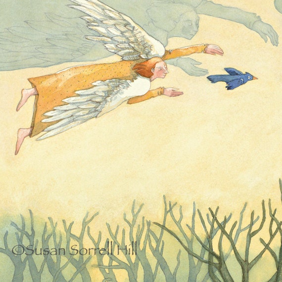 All is Well Original Guardian Angel Inspirational Whimsical Art ...