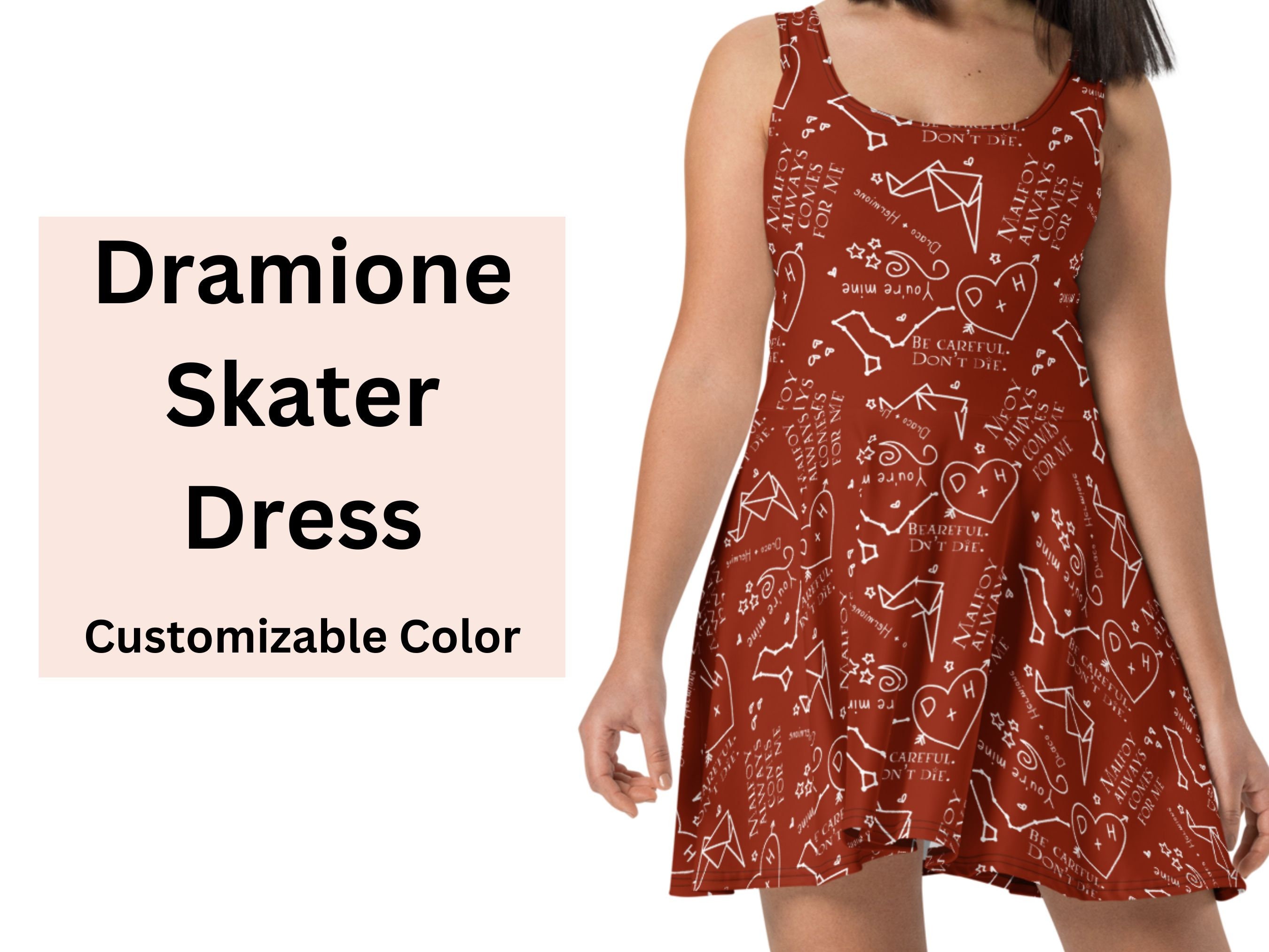 Customizable Manacled Dramione Skater Dress - Red & Personalized Colors ...