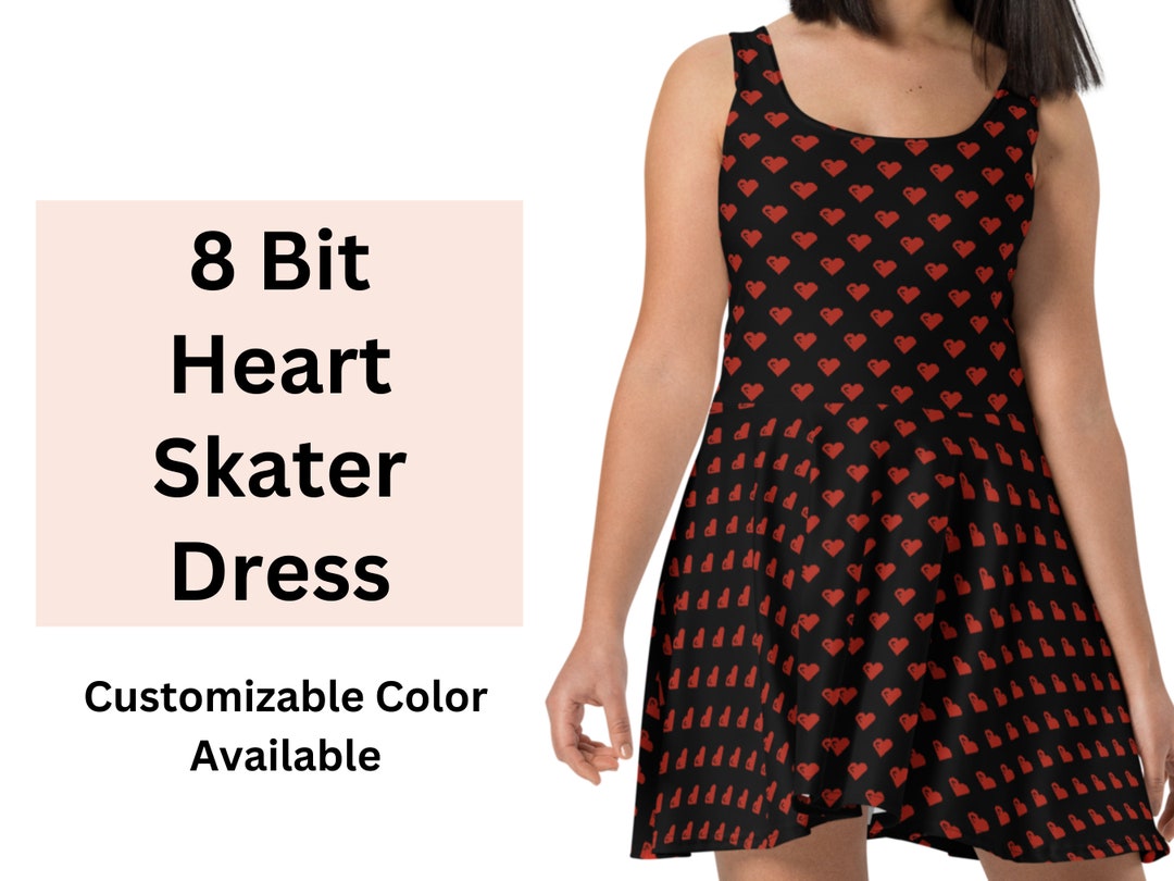 Geek Skater Dress, Comic Con Dress , 8 Bit Heart , Geek Clothes , Gamer ...