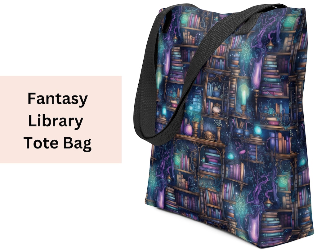 Fantasy Library Tote Bag , Fantasy Reader Library Bag, Fantasy Library ...